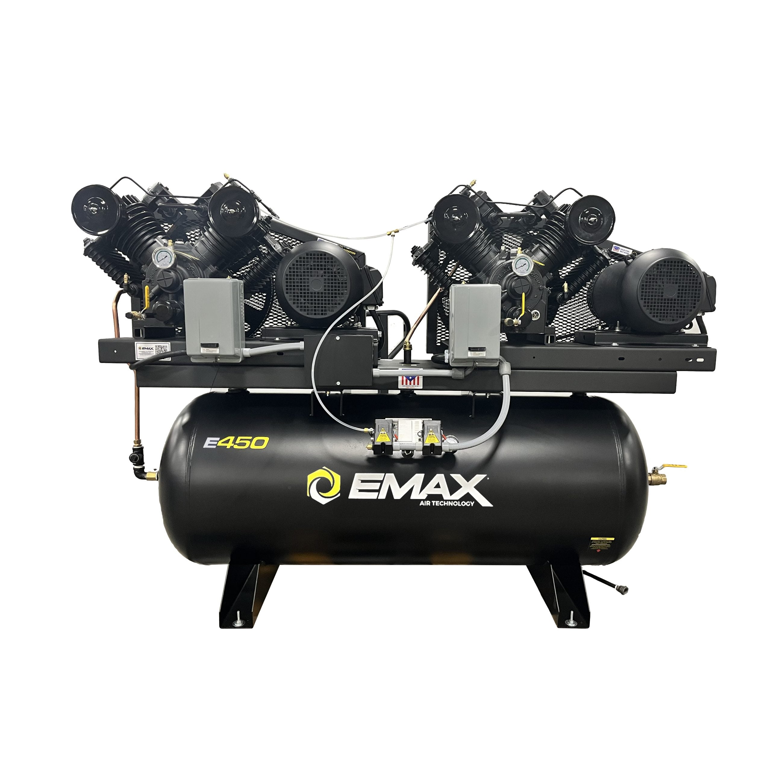 EMAX DUPLEX 10HP / 20HP V4 76CFM 1- Phase Full Pkg 2-Stage 120 Gal. Ho ...