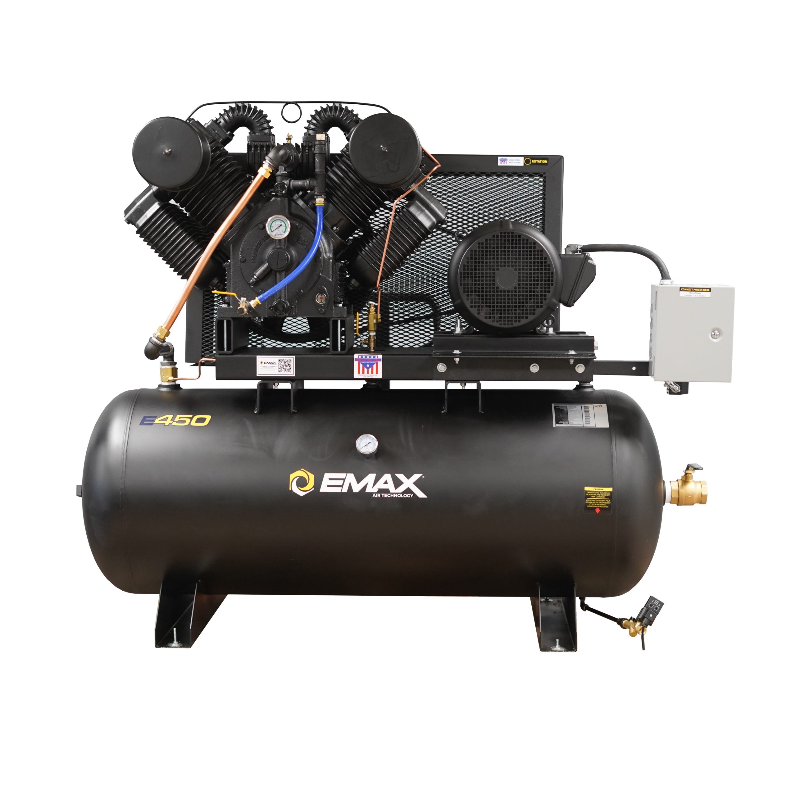 EMAX Industrial 20HP V4 82CFM 3 Phase 460V 2-Stage 120 Gal. Horizontal ...